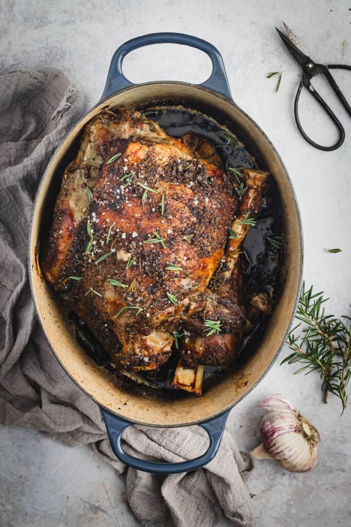 Dutch Oven Leg of Lamb with Rosemary & Garlic - The Irishman's Wife
